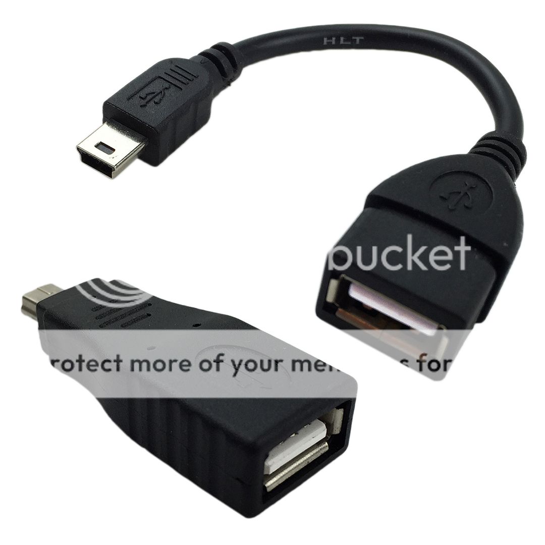 USB Female to Mini USB Male 5 pin OTG Cable Adapter Converter for Phone ...
